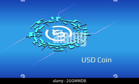 USDC USD Coin cryptocurrency symbol on white background isolated logo ...