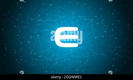 Enjin ENJ cryptocurrency token symbol in circle with PCB tracks on gold ...