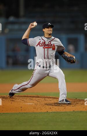 Charlie Morton of the Atlanta Braves pitches against the Houston Astros ...