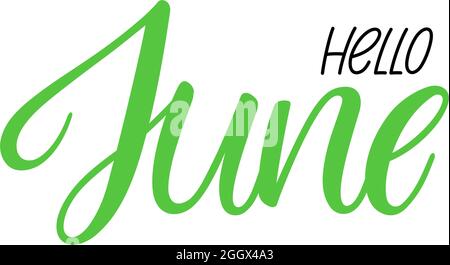 Hello june lettering print vector text and wreath with flower. Summer ...