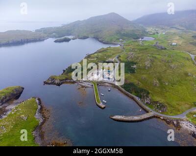 Aerial view from drone of Rodel harbour on Isle of Harris, Scotland ,UK ...
