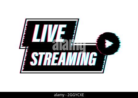 Live streaming logo. Glitch icon. Stream interface. Vector stock ...