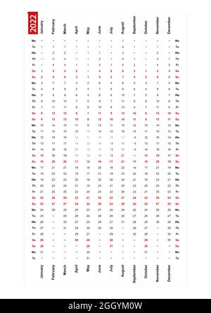 2022 calendar template individual planner in minimalist classic style ...