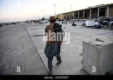Taliban patrol in Bagram air base on September 1, 2021. Bagram, the ...