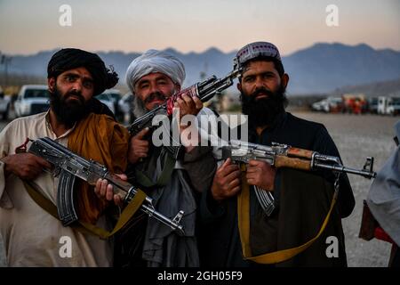Taliban patrol in Bagram air base on September 1, 2021. Bagram, the ...