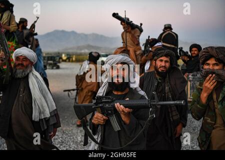 Taliban patrol in Bagram air base on September 1, 2021. Bagram, the ...