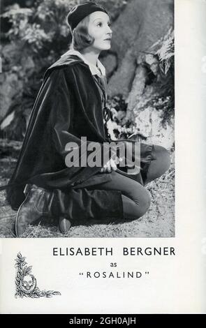 Elisabeth Bergner as Rosalind in As You Like It Stock Photo - Alamy
