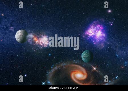 Star in the space. Collage on space, science and education items ...