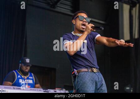 Milwaukee, USA. 03rd Sep, 2021. Annabella Lwin of Annabella's Bow Wow Wow during the Summerfest ...