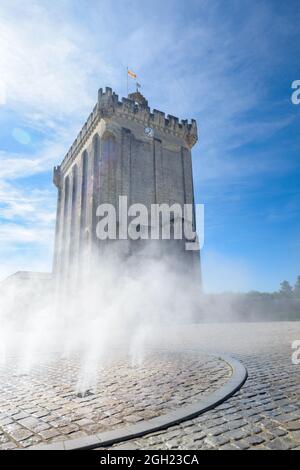 France, Charente Maritime, Pons, the donjon, the city hall and the town ...