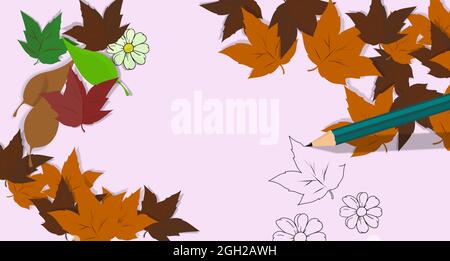 PENCIL Painting, art concept. Course, learning to draw. A modern poster ...