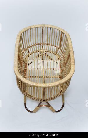 cane baby cot on white background selective soft focus Stock Photo - Alamy