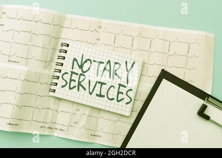 Conceptual display Notary Services. Business showcase services rendered ...