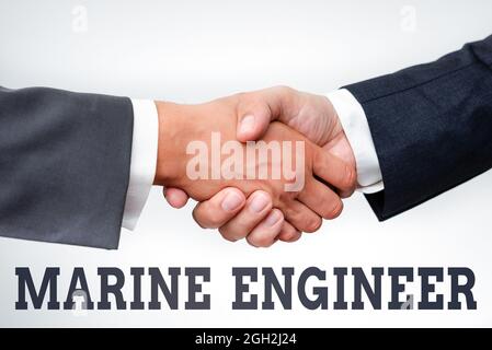 Text showing inspiration Marine Engineer, Concept meaning incharge with ...