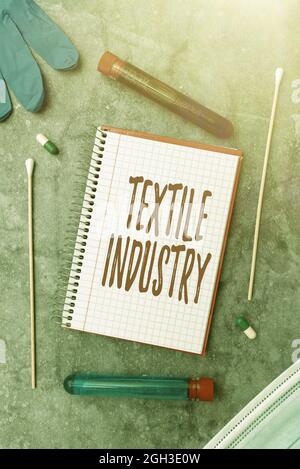 Writing displaying text Textile Industry, Conceptual photo production ...