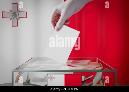 Malta - ballot box - voting, election concept - 3D illustration Stock ...