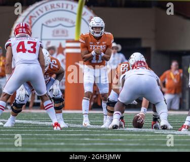 September 04,. QB Casey Thompson #11 of the Texas Longhorns in action ...