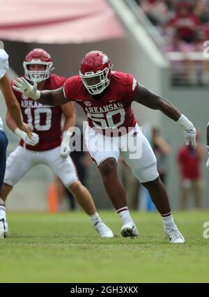 Arkansas defensive lineman Eric Gregory participates in vertical jump ...
