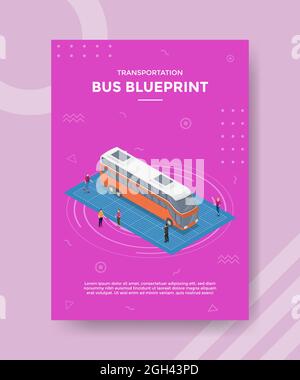 bus transportation development blueprint with modern isometric style ...