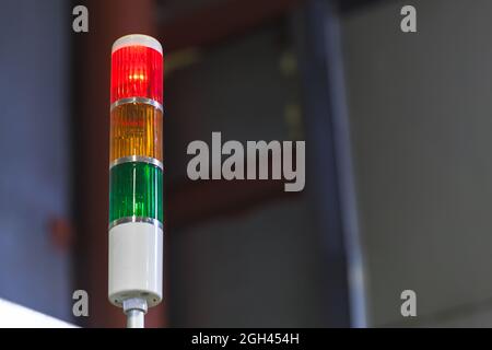Warning light alarm for machine working. Status lamp of the machine in ...