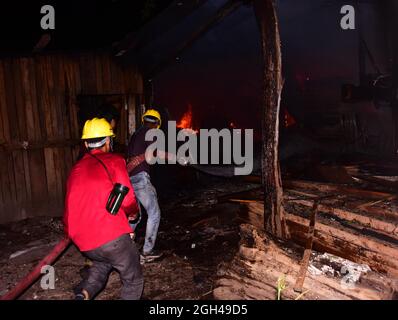 A wooden godown catches fire in the Madan Mahal area of Jabalpur ...