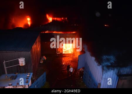 A wooden godown catches fire in the Madan Mahal area of Jabalpur ...