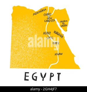 Hurghada city (Arab Republic of Egypt, Red Sea Governorate) map vector illustration, scribble ...