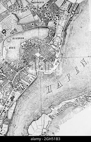 Detail of the historic map of all real estates of Kiel city in the year ...