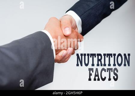 Handwriting text Nutrition Facts. Business concept detailed information ...