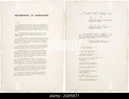 JAPAN INSTRUMENT OF SURRENDER document signed on USS Missouri in Tokyo ...