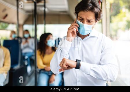 Clock, watch, mask and phone Stock Photo - Alamy