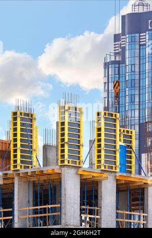Vertical wall formwork for monolithic-frame construction Stock Photo ...