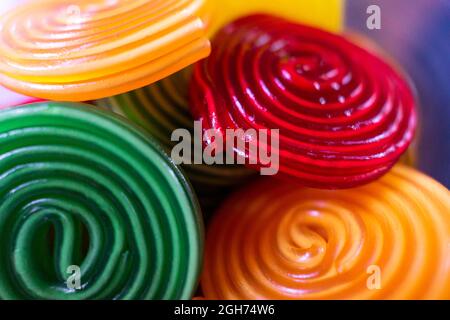 A closeup shot of spiral jelly candies Stock Photo - Alamy