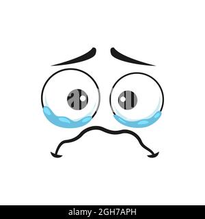 Depressed crying emoji in bad mood isolated icon. Vector upset emoji ...