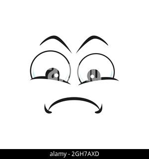 Unhappy suspicious emoji offended sorrow head looking isolated icon ...