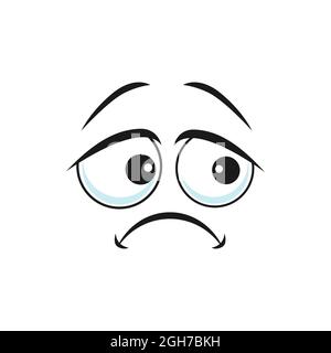 Unhappy suspicious emoji offended sorrow head isolated icon. Vector ...