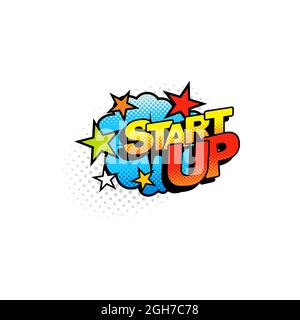 Start up project comic text sound effects pop art style. Vector speech ...