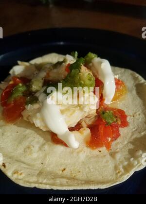 Mexican Lenguado Fish Stew Taco With Raw Salsa Verde Stock Photo - Alamy