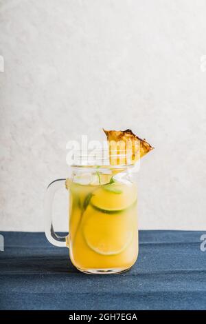 Pineapple mojito cocktail in jar. Selective focus. Shallow depth of field Stock Photo - Alamy