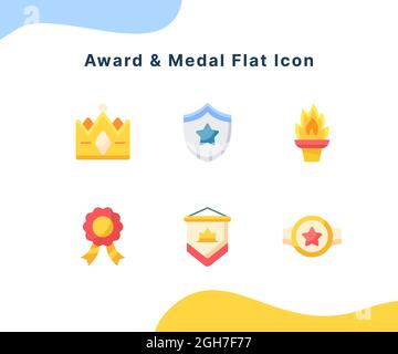 award and medal filled line icon modern flat cartoon style vector ...