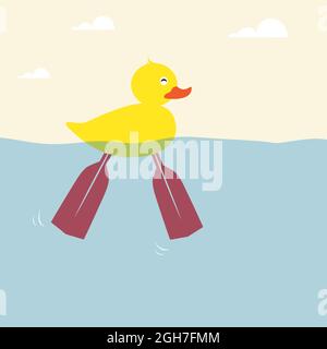 Duck family cartoon swimming Stock Vector Image & Art - Alamy