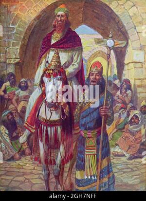 Mythology, Legend - A vintage coloured illustration showing BRITOMART ...