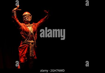 lakhon khol khmer masked dance performer in costume at phnom penh ...
