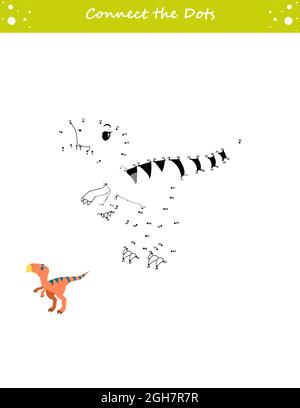 We draw a dinosaur. Dot to dot. Draw a line. Game for toddler. Learning ...