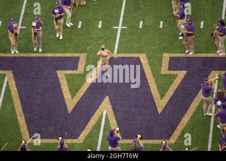 half of an NCAA college football game Saturday, Sept. 12, 2020, in ...
