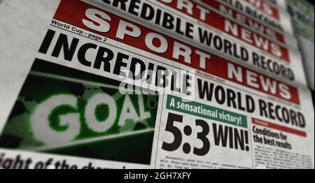 Sport news competition record newspaper print. Vintage press abstract ...