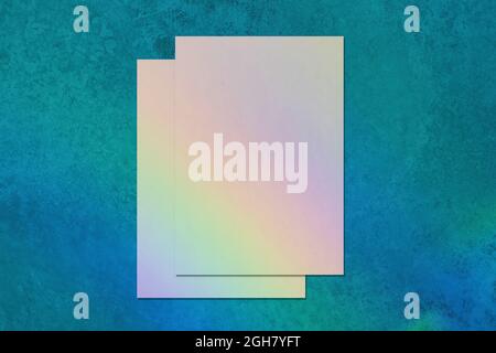 Two empty vertical rectangle poster mockup on blue background Stock ...