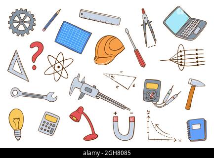 Hand drawn mathematics doodle set. Lettering - Mathematics Stock Photo ...