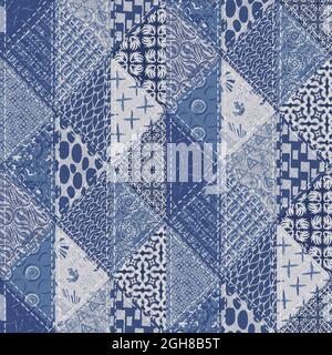 Denim western blue patchwork triangle woven texture. Indigo vintage ...