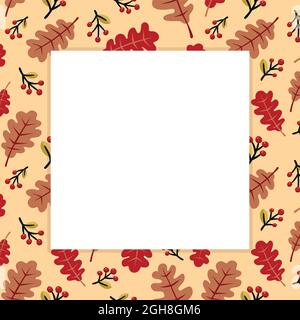 Autumn season decorative square frame for free space. Vector ...